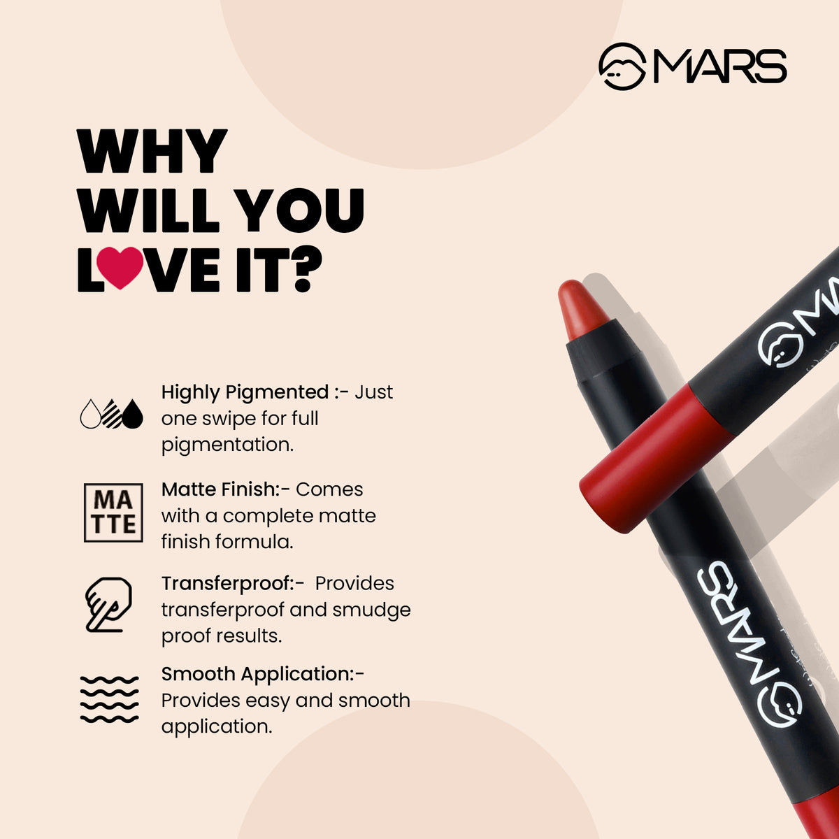 Buy Matte Lip Crayon - Won't Smudge Won't Budge | MARS Cosmetics | MARS ...